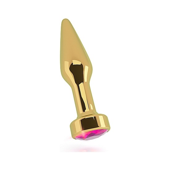 Dilatadores Anales Rich TapÓn Anal Oro 10 Cm Con Zafiro Rosa Joyas